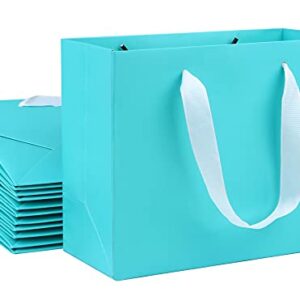 Dasofine Teal Gift Bags 20pcs, 8.7" × 3.9" × 7.1" Paper Bag with Handle Medium Size, Sturdy Kraft Paper Favor Bags, Gift Wrap Bags for Party, Wedding, Baby Shower