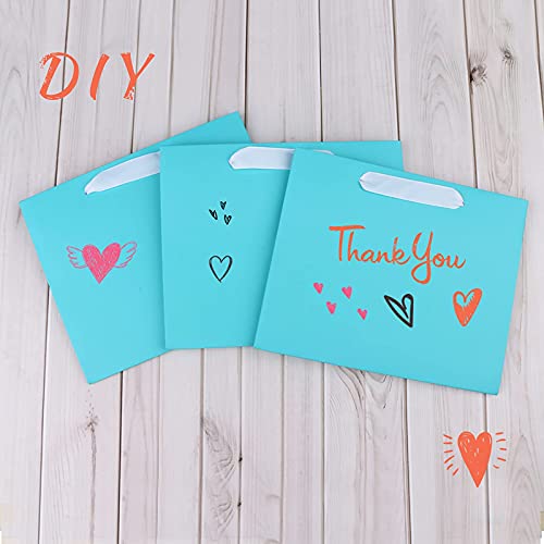 Dasofine Teal Gift Bags 20pcs, 8.7" × 3.9" × 7.1" Paper Bag with Handle Medium Size, Sturdy Kraft Paper Favor Bags, Gift Wrap Bags for Party, Wedding, Baby Shower