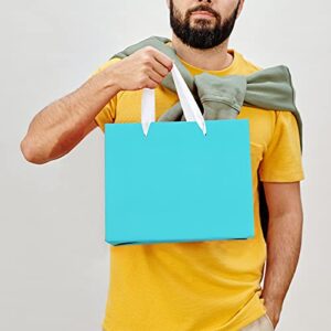 Dasofine Teal Gift Bags 20pcs, 8.7" × 3.9" × 7.1" Paper Bag with Handle Medium Size, Sturdy Kraft Paper Favor Bags, Gift Wrap Bags for Party, Wedding, Baby Shower