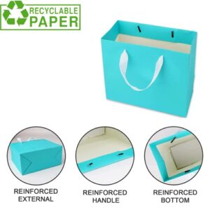 Dasofine Teal Gift Bags 20pcs, 8.7" × 3.9" × 7.1" Paper Bag with Handle Medium Size, Sturdy Kraft Paper Favor Bags, Gift Wrap Bags for Party, Wedding, Baby Shower