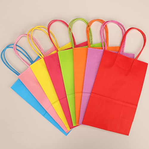 Moretoes 24pcs Party Favor Bags Bulk, 8 Colors Goodie Bags with Handles, Rainbow Small Gift Bags for Wedding, Baby Shower, Birthday, Party Supplies and Gifts