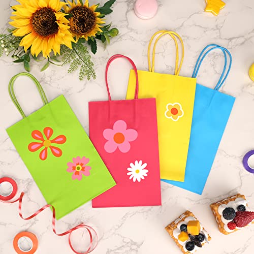 Moretoes 24pcs Party Favor Bags Bulk, 8 Colors Goodie Bags with Handles, Rainbow Small Gift Bags for Wedding, Baby Shower, Birthday, Party Supplies and Gifts