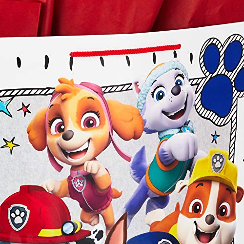 Hallmark 15" Extra Large Paw Patrol Gift Bag with Tissue Paper for Birthdays, Kids Parties, Christmas, Holidays, Red