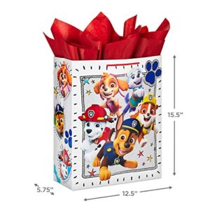 Hallmark 15" Extra Large Paw Patrol Gift Bag with Tissue Paper for Birthdays, Kids Parties, Christmas, Holidays, Red