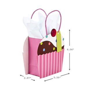 Hallmark 5" Small Gift Bag with Tissue Paper (Cupcake) for Birthdays, Mother's Day, Baby Showers, Bridal Showers, or Any Occasion