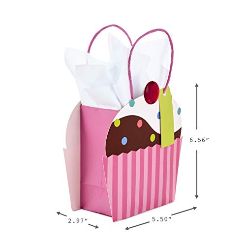 Hallmark 5" Small Gift Bag with Tissue Paper (Cupcake) for Birthdays, Mother's Day, Baby Showers, Bridal Showers, or Any Occasion