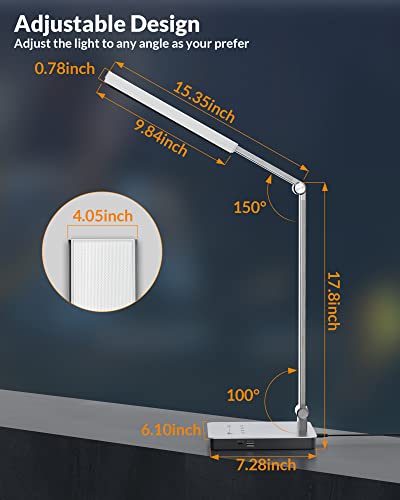 LEPOWER Bright LED Desk Lamp - 900LM 24W Eye-Caring Desk Light with Dual USB Charging Ports, Touch Control Table Light with 50 Dimmable Lighting Modes & 3 Modes Timer for Home, Office, Study