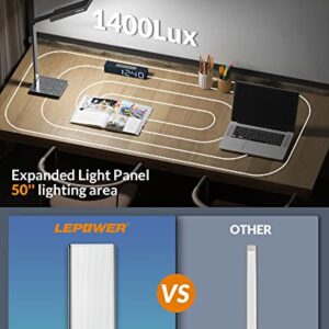 LEPOWER Bright LED Desk Lamp - 900LM 24W Eye-Caring Desk Light with Dual USB Charging Ports, Touch Control Table Light with 50 Dimmable Lighting Modes & 3 Modes Timer for Home, Office, Study