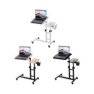 Farios Adjustable Laptop Desk with Wheels, Overbed Bedside Desk, Wheels Height Adjustable Desk Cart,Standing Laptop Desk,Moveable Laptop Stand,Tilting Over Bed Table,Rolling Laptop Stand-White.