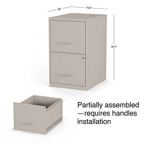 Staples 2806662 2-Drawer Vertical File Cabinet Locking Letter Putty/Beige 18-Inch D