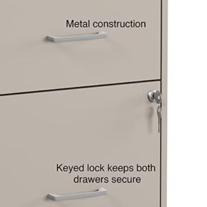 Staples 2806662 2-Drawer Vertical File Cabinet Locking Letter Putty/Beige 18-Inch D