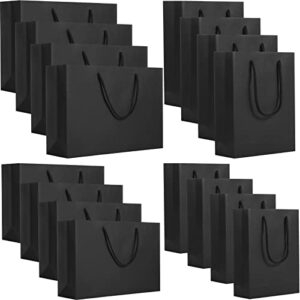 40 pcs shopping bags craft bags black gift bags with handles, 4 sizes black paper bags reusable kraft bags gift wrap bags packaging bags wedding bags party favor bags business bags