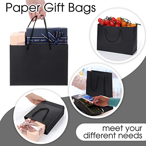 40 Pcs Shopping Bags Craft Bags Black Gift Bags with Handles, 4 Sizes Black Paper Bags Reusable Kraft Bags Gift Wrap Bags Packaging Bags Wedding Bags Party Favor Bags Business Bags