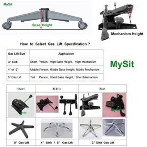 MySit 5.5" Office Chair Gas Lift Cylinder Replacement Parts, Heavy Duty 450lbs Long Stroke Hydraulic Pneumatic Shock Piston Universal Size Fits Most Executive Chairs, Gaming Chair, Class 4