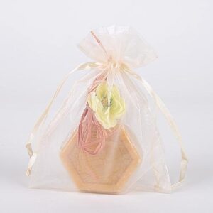 organza drawstring gift bag 8 x 14 inches 8″x14″ (quantity of 20, ivory)