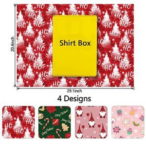 GIOLAINY Christmas Wrapping Paper for Kids Boys Girls Baby Men Women - Xmas Gift Wrap Contain Red Trees, Pink Santa, Snowflakes, Green "Merry Christmas" with Holly Design - 8 Sheets (20*29 Inch per Sheet), Recyclable, High Gloss, Easy to Store, Not Roll