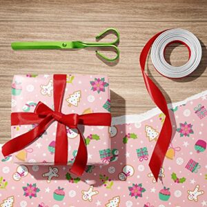 GIOLAINY Christmas Wrapping Paper for Kids Boys Girls Baby Men Women - Xmas Gift Wrap Contain Red Trees, Pink Santa, Snowflakes, Green "Merry Christmas" with Holly Design - 8 Sheets (20*29 Inch per Sheet), Recyclable, High Gloss, Easy to Store, Not Roll