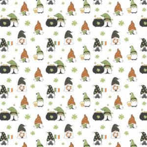 Stesha Party St Patricks Day Gnomes Wrapping Paper - Folded Flat 30 x 20 Inch (3 Sheets)