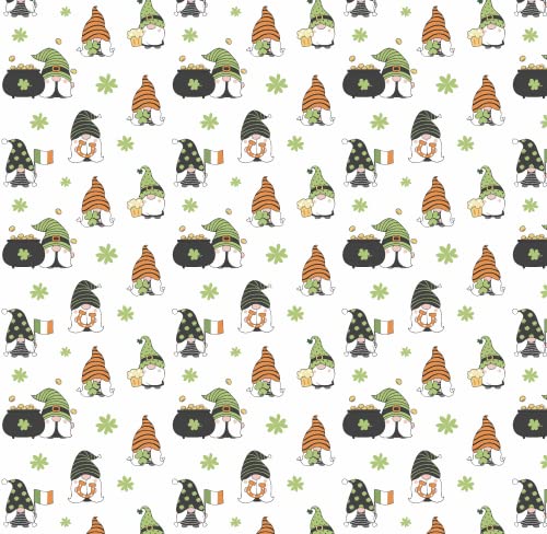 Stesha Party St Patricks Day Gnomes Wrapping Paper - Folded Flat 30 x 20 Inch (3 Sheets)