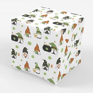 stesha party st patricks day gnomes wrapping paper – folded flat 30 x 20 inch (3 sheets)