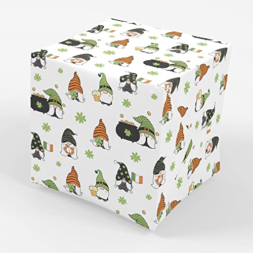 Stesha Party St Patricks Day Gnomes Wrapping Paper - Folded Flat 30 x 20 Inch (3 Sheets)