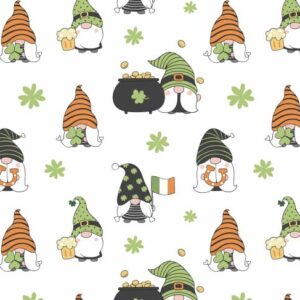 Stesha Party St Patricks Day Gnomes Wrapping Paper - Folded Flat 30 x 20 Inch (3 Sheets)