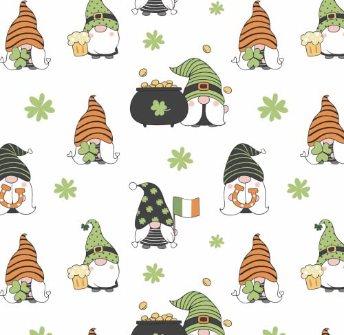 Stesha Party St Patricks Day Gnomes Wrapping Paper - Folded Flat 30 x 20 Inch (3 Sheets)