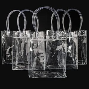 simple polymer 5 x 2.5 x 5.9 inch transparent pvc gift wrap bag with handles clear gift bags transparent shopping tote bags,wedding candy bags, cosmetic handbags for cookies, candies,dessert,10 pcs