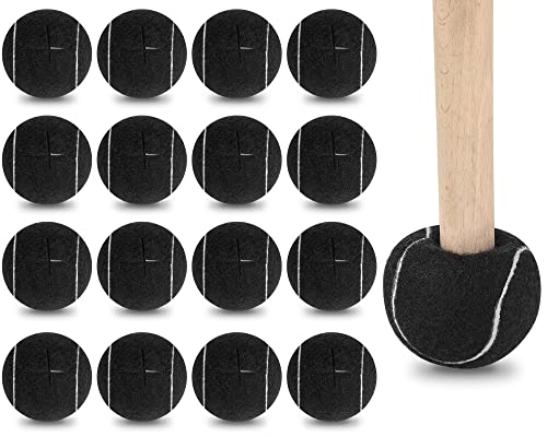 Macarrie 24 Pcs Precut Tennis Balls for Furniture Legs and Floor Protection Chairs Desks Furniture Tennis Balls for Chairs Feet Long Lasting Tennis Ball Chair Foot Covers (Black)