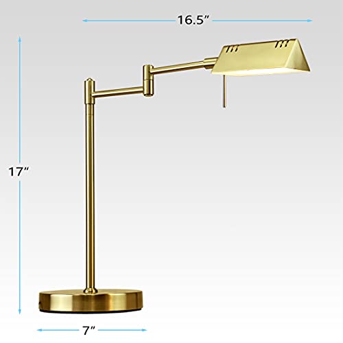 O'Bright LED Pharmacy Table Lamp, Full Range Dimming, 12W LED, 360 Degree Swing Arms, Desk, Reading, Craft, Work Lamp, ETL Tested, Antique Brass (Gold)