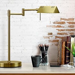 O'Bright LED Pharmacy Table Lamp, Full Range Dimming, 12W LED, 360 Degree Swing Arms, Desk, Reading, Craft, Work Lamp, ETL Tested, Antique Brass (Gold)