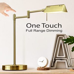 O'Bright LED Pharmacy Table Lamp, Full Range Dimming, 12W LED, 360 Degree Swing Arms, Desk, Reading, Craft, Work Lamp, ETL Tested, Antique Brass (Gold)