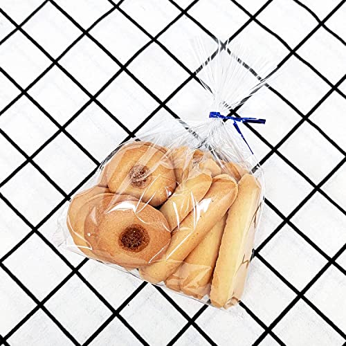 100PCS Cellophane Bags 6x9 inches, Clear Treat Bags with 4’’ Twist Ties, Plastic Cello Bags - 1.4 mils Thick OPP Rice Crispy Bags for Gift Goodie Favor Candy Cake Pop Birthday Party Cookies (6’’ x 9’’)