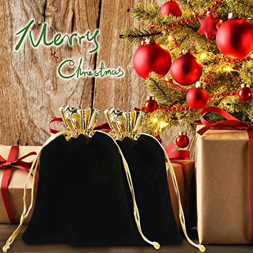 Shintop Velvet Bags, 5x7inch Velvet Jewelry Bags 10pcs Drawstring Gift Pouches for Wedding Favor Christmas (Black)