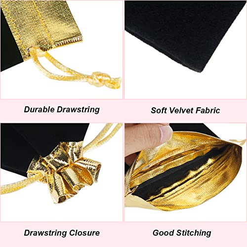 Shintop Velvet Bags, 5x7inch Velvet Jewelry Bags 10pcs Drawstring Gift Pouches for Wedding Favor Christmas (Black)