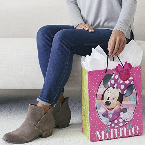 Hallmark 13" Large Gift Bag with Tissue Paper (Minnie Mouse) for Birthdays, Kids Parties or Any Occasion