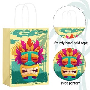 BLEWINDZ 24Pcs Paper Gift Bags, Aloha Paper Goodie Bags Party Bags with Handles, 8.7" Small Luau Tropical Favor Bags for Tiki Hawaiian Party Supplies, Birthday, Baby Shower