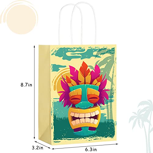 BLEWINDZ 24Pcs Paper Gift Bags, Aloha Paper Goodie Bags Party Bags with Handles, 8.7" Small Luau Tropical Favor Bags for Tiki Hawaiian Party Supplies, Birthday, Baby Shower