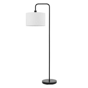 globe electric 67065 58″ floor lamp, matte black, white linen shade, on/off socket rotary switch, floor lamp for living room, floor lamp for bedroom, home improvement, home office accessories