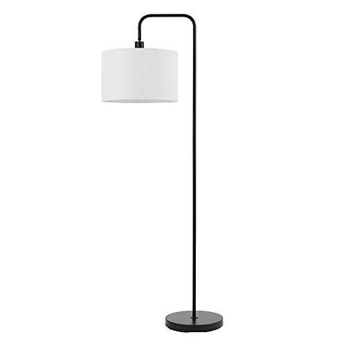 Globe Electric 67065 58" Floor Lamp, Matte Black, White Linen Shade, On/Off Socket Rotary Switch, Floor Lamp for Living Room, Floor Lamp for Bedroom, Home Improvement, Home Office Accessories