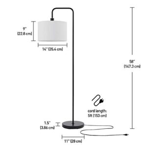 Globe Electric 67065 58" Floor Lamp, Matte Black, White Linen Shade, On/Off Socket Rotary Switch, Floor Lamp for Living Room, Floor Lamp for Bedroom, Home Improvement, Home Office Accessories