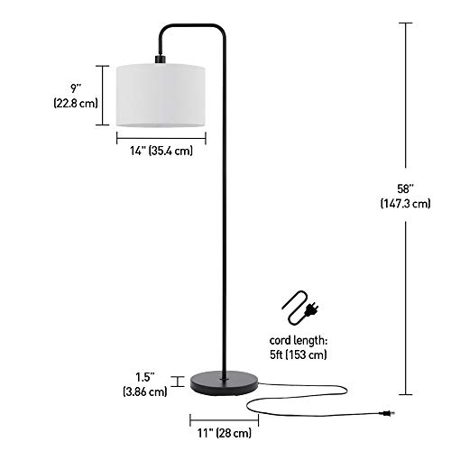 Globe Electric 67065 58" Floor Lamp, Matte Black, White Linen Shade, On/Off Socket Rotary Switch, Floor Lamp for Living Room, Floor Lamp for Bedroom, Home Improvement, Home Office Accessories