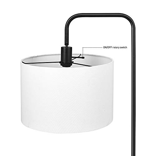 Globe Electric 67065 58" Floor Lamp, Matte Black, White Linen Shade, On/Off Socket Rotary Switch, Floor Lamp for Living Room, Floor Lamp for Bedroom, Home Improvement, Home Office Accessories