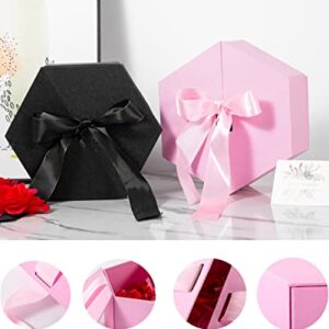 JSUPMKJ Money Box for Cash Gift Pull, Money Roll Gift Box with Flower, 9 inches Large Gift Ribbon Box, Surprise Money Gift Box for Birthday/Christmas/Valentine's Day