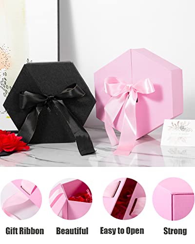 JSUPMKJ Money Box for Cash Gift Pull, Money Roll Gift Box with Flower, 9 inches Large Gift Ribbon Box, Surprise Money Gift Box for Birthday/Christmas/Valentine's Day