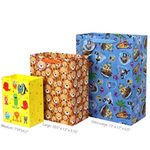 12 Pcs Kids gift bags, Large, Medium and Small Gift Bags Assortment for Birthday, Party Favors, celebrate (Assorted Sizes)