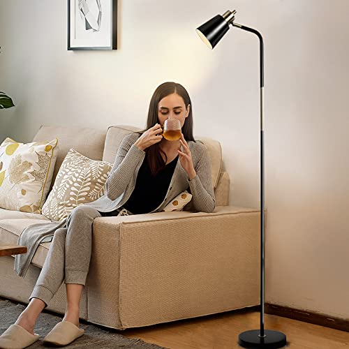 NIOSTA Floor Lamp, Industrial Floor Lamp 360°Rotation Lampshade Modern Standing Lamp, Floor Lamps for Living Room, Office, Bedroom Reading, Work etc(Black)