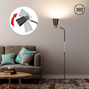 NIOSTA Floor Lamp, Industrial Floor Lamp 360°Rotation Lampshade Modern Standing Lamp, Floor Lamps for Living Room, Office, Bedroom Reading, Work etc(Black)