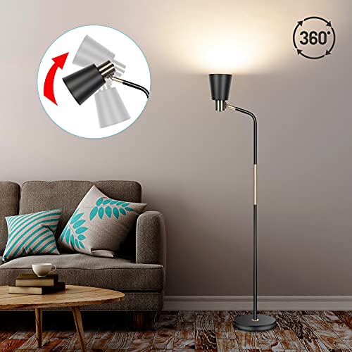 NIOSTA Floor Lamp, Industrial Floor Lamp 360°Rotation Lampshade Modern Standing Lamp, Floor Lamps for Living Room, Office, Bedroom Reading, Work etc(Black)