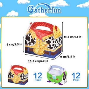 Toy Inspired Story Party Paper Box, Favor Box for Toy Game Story Party Birthday Decorations, Mix 2 designs, 24Pack.